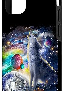 iPhone 12/12 Pro Cosmic Space Wolf, Wolves Family Howling, Reflections Case