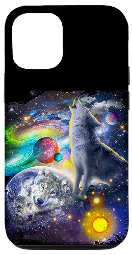 iPhone 12/12 Pro Cosmic Space Wolf, Wolves Family Howling, Reflections Case