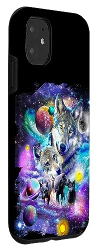 iPhone 11 Cosmic Space Wolf, Wolves Family Howling, Galactic Howl Case