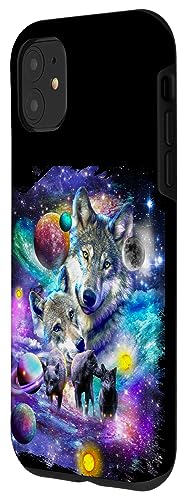 iPhone 11 Cosmic Space Wolf, Wolves Family Howling, Galactic Howl Case