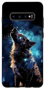 galaxy s10+ howling wolf space galaxy stars wolves animal case