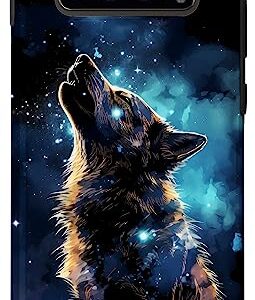 Galaxy S10+ Howling Wolf Space Galaxy Stars Wolves Animal Case