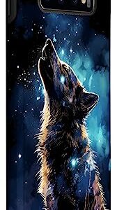 Galaxy S10+ Howling Wolf Space Galaxy Stars Wolves Animal Case