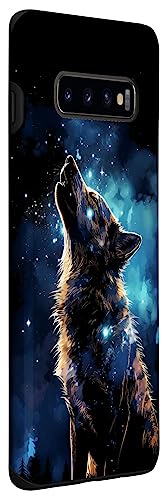 Galaxy S10+ Howling Wolf Space Galaxy Stars Wolves Animal Case