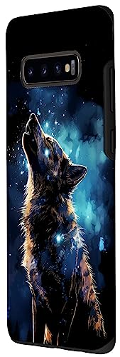 Galaxy S10+ Howling Wolf Space Galaxy Stars Wolves Animal Case