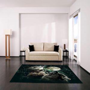 Wolves Room Decor Rug 2x4ft/24x48in/60x120cm Polyester Area Rug Mat for Living Dining Dorm Room Bedroom Home Decorative - Durable and Stylish Rug for Various Spaces