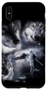 iphone xs max space wolves 3 three snow wolf howling at moon case