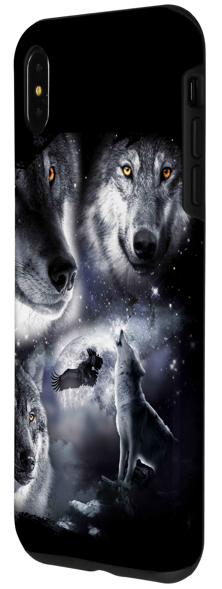 iPhone XS Max Space Wolves 3 Three Snow Wolf Howling At Moon Case