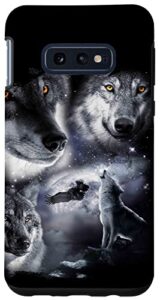 galaxy s10e space wolves 3 three snow wolf howling at moon case