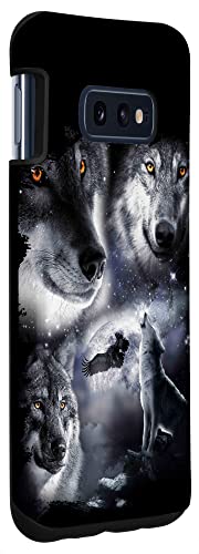 Galaxy S10e Space Wolves 3 Three Snow Wolf Howling At Moon Case