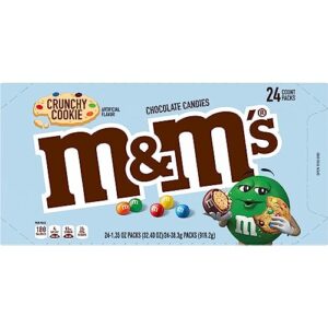 m&m's crunchy cookie milk chocolate candy, singles size, 1.35 ounces, 24-count box