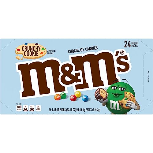 M&M'S Crunchy Cookie Milk Chocolate Candy, Singles Size, 1.35 Ounces, 24-Count Box