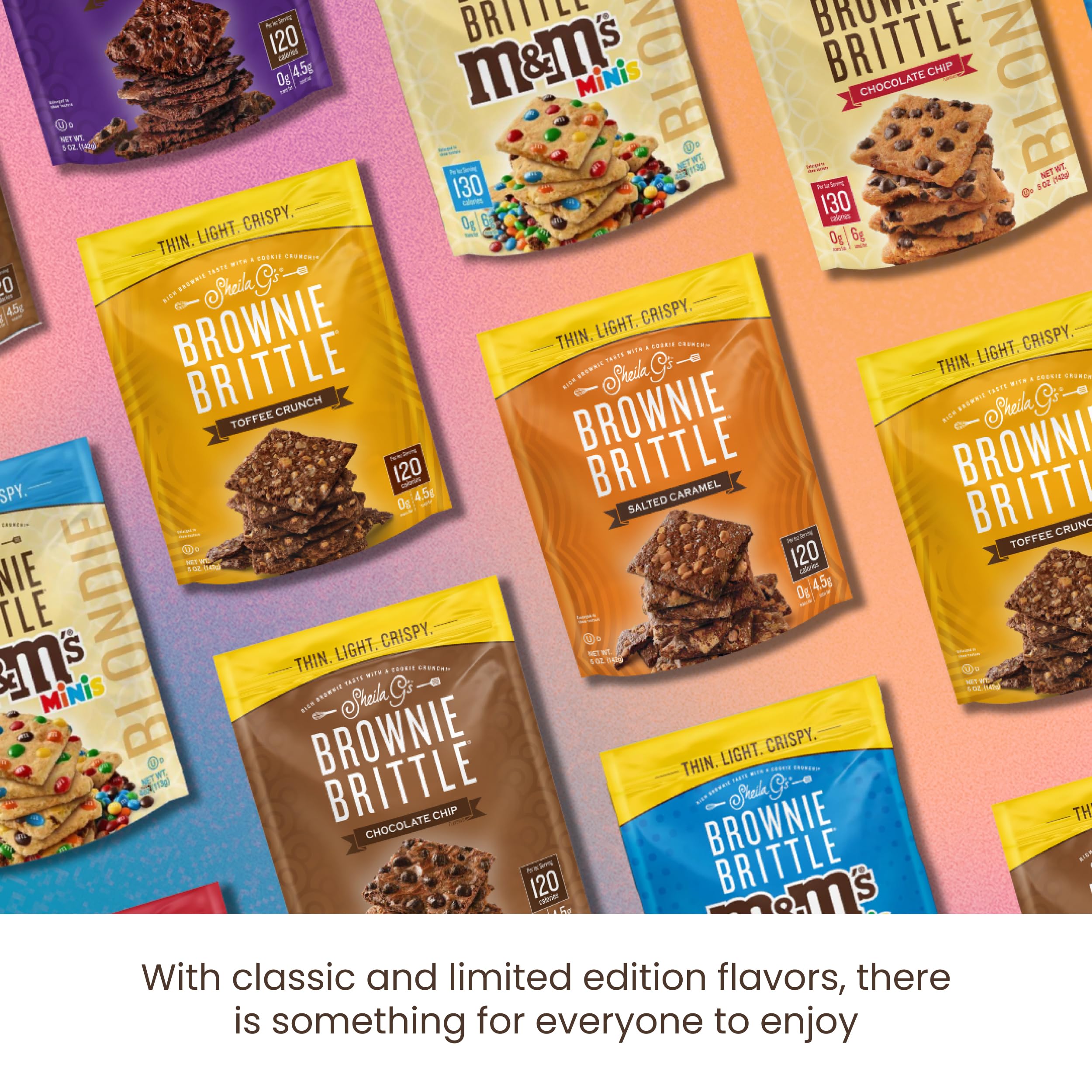 Brownie Brittle Sheila G's M&M Sweet Chocolate Crispy Snack-Rich Brownie Taste with a Cookie Crunch- 4 Oz Bag,(Pack of 6)