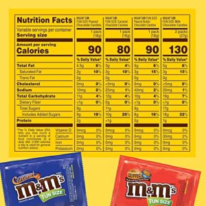 M&M'S Original, Peanut, Peanut Butter & Caramel Fun Size Bulk Easter Chocolate Candy, 30.35 oz, 55 ct, Bag