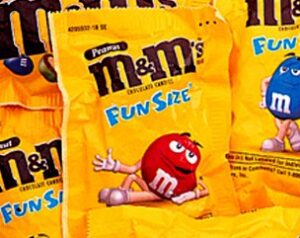 m&m peanut, fun size, 5 lbs