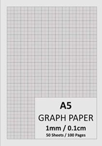 a5 graph paper 1mm 0.1cm: 148mm x 210mm, 1/5/10 mm square grid ruled graphing notepad, 100 pages/50 leaves | engineering & science notebook | 1mm-5mm-10mm graph paper a5 pad | 90gsm white paper