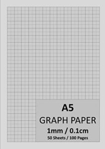 a5 graph paper 1mm 0.1cm: 148mm x 210mm, graph pad, 1/5/10 mm square grid ruled graphing notepad, 100 pages/50 leaves | engineering & science notebook ... graph paper a5 pad | 90gsm white paper