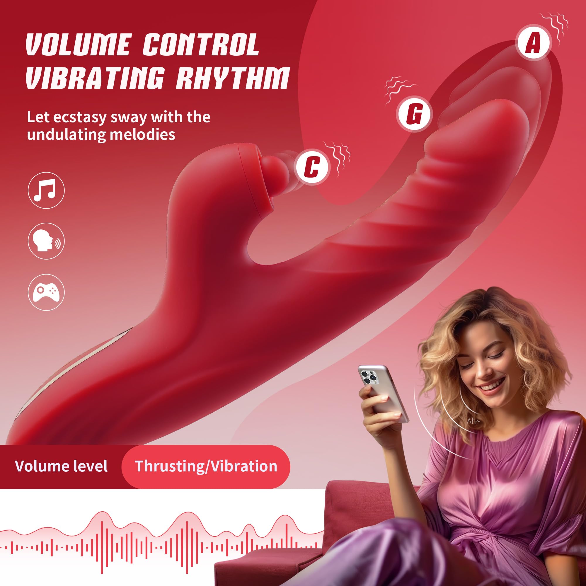 Vibrator Thrusting Dildo for Women - G Spot Vibrator Clitoral Stimulator Sex Toys Dildos Vibrator with 10 Vibration 7 Thrust Mode with Licking, Rabbit Vibrators Adult Sex Toy for Women and Couple