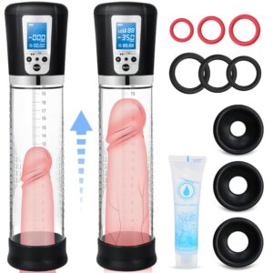 electric penis enlarge vacuum pump with 4 suction intensities, adorime rechargeable automatic high-vacuum penis enlargement extend pump, air pressure device black