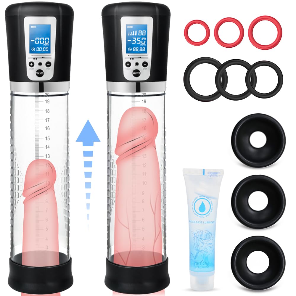 Electric Penis Enlarge Vacuum Pump with 4 Suction Intensities, Adorime Rechargeable Automatic High-Vacuum Penis Enlargement Extend Pump, Air Pressure Device Black