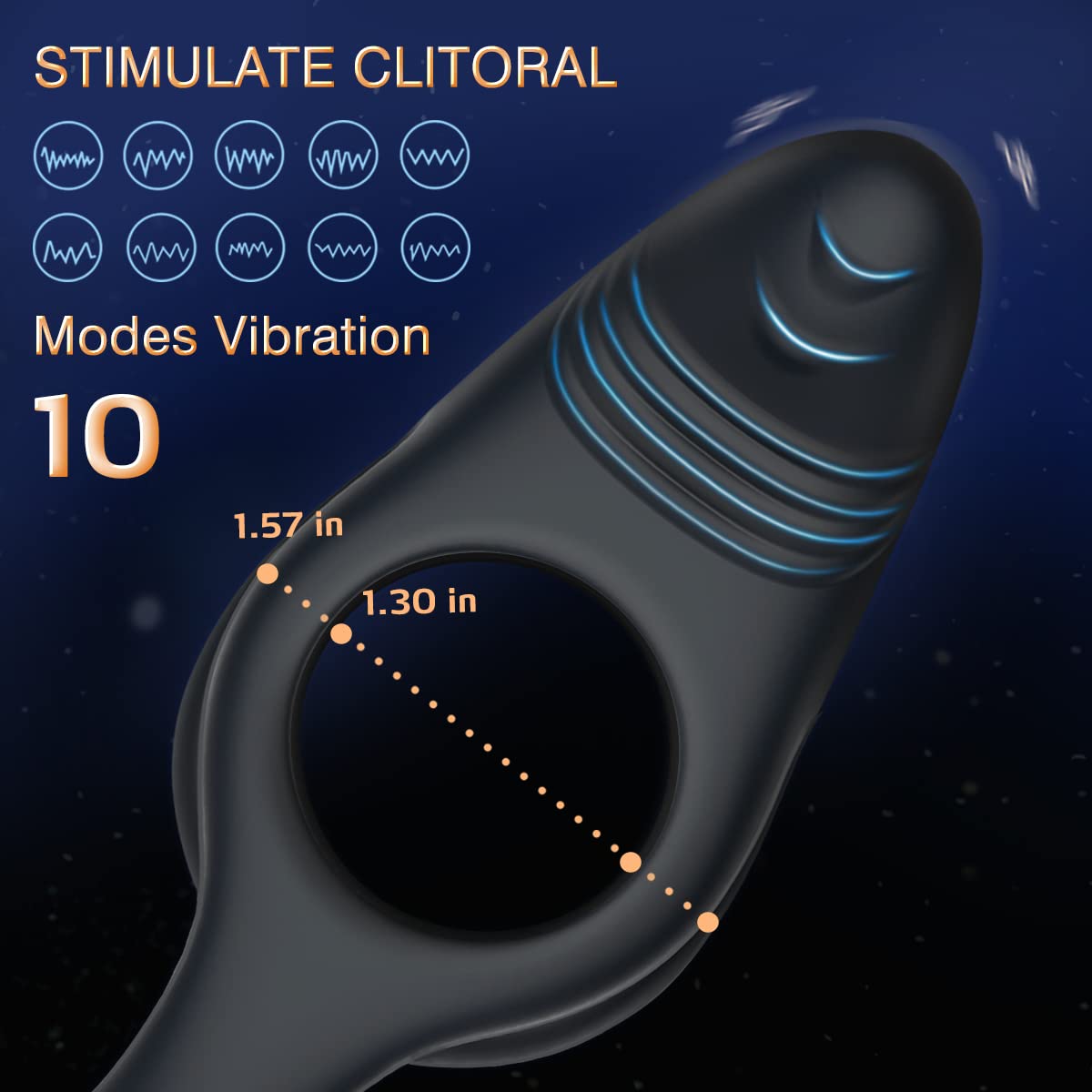 Vibrating Cock Ring with Clitoral Vibrator,10 Vibration Modes Penis Ring for Men, Medical Silicone Waterproof Sex Toys for Adult Couples Black