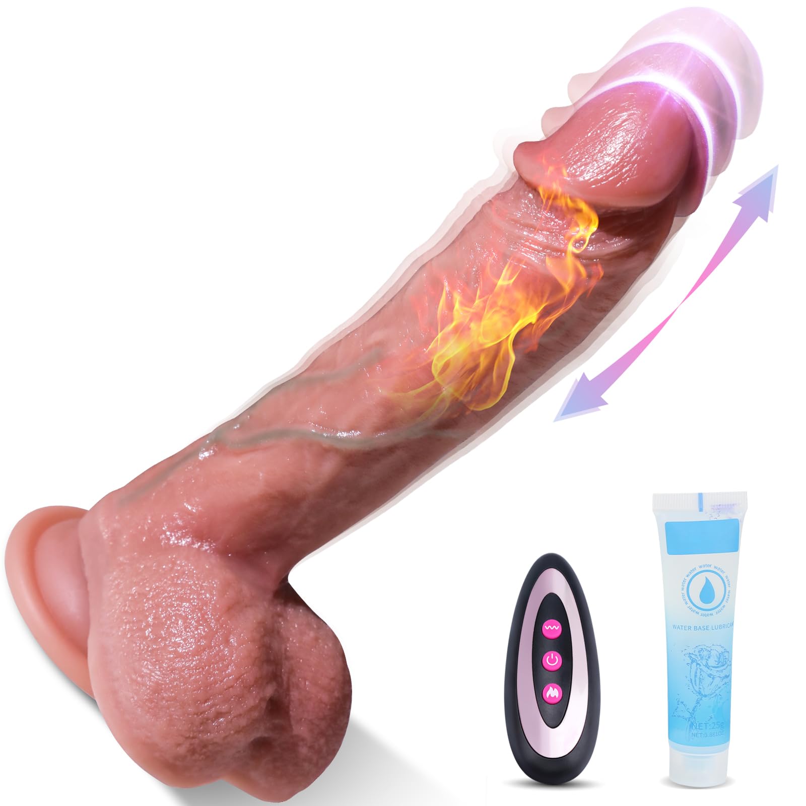 Adult Sex Toys Realistic Dildos - Adult Toys Thrusting Dildo Vibrator with Vibrating & Heating, Sex Toys Soft Silicone Anal Dildos for Clit G-spot Stimulation, Suction Cup Remote Control Dildo, 8.5''