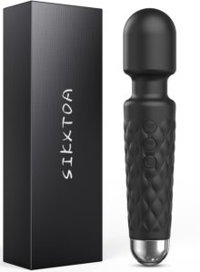 sikxtoa vibrator wand sex toys, female adult vibrators for her, wand massager, clit stimulator sex toy, dildo, with 8 speeds of pleasure & 20 patterns, waterproof (classic black)