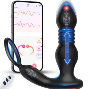 BEISAR Prostate Massager Anal Vibrator Thrusting Vibrating 7 Modes with Cock Ring Anal Plug Anal Sex Toys P Spot Massager Male Sex Toys for Men Anal Beads Women and Couples Waterproof Remote Control