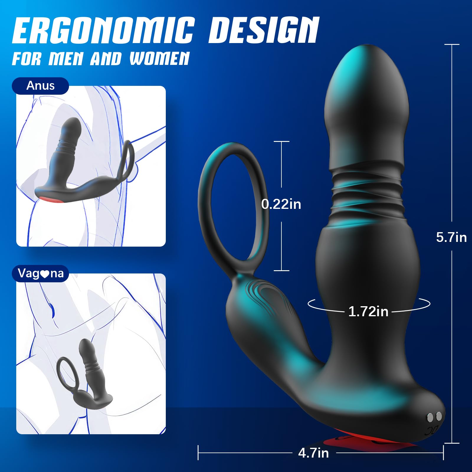 BEISAR Prostate Massager Anal Vibrator Thrusting Vibrating 7 Modes with Cock Ring Anal Plug Anal Sex Toys P Spot Massager Male Sex Toys for Men Anal Beads Women and Couples Waterproof Remote Control