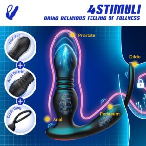 BEISAR Prostate Massager Anal Vibrator Thrusting Vibrating 7 Modes with Cock Ring Anal Plug Anal Sex Toys P Spot Massager Male Sex Toys for Men Anal Beads Women and Couples Waterproof Remote Control