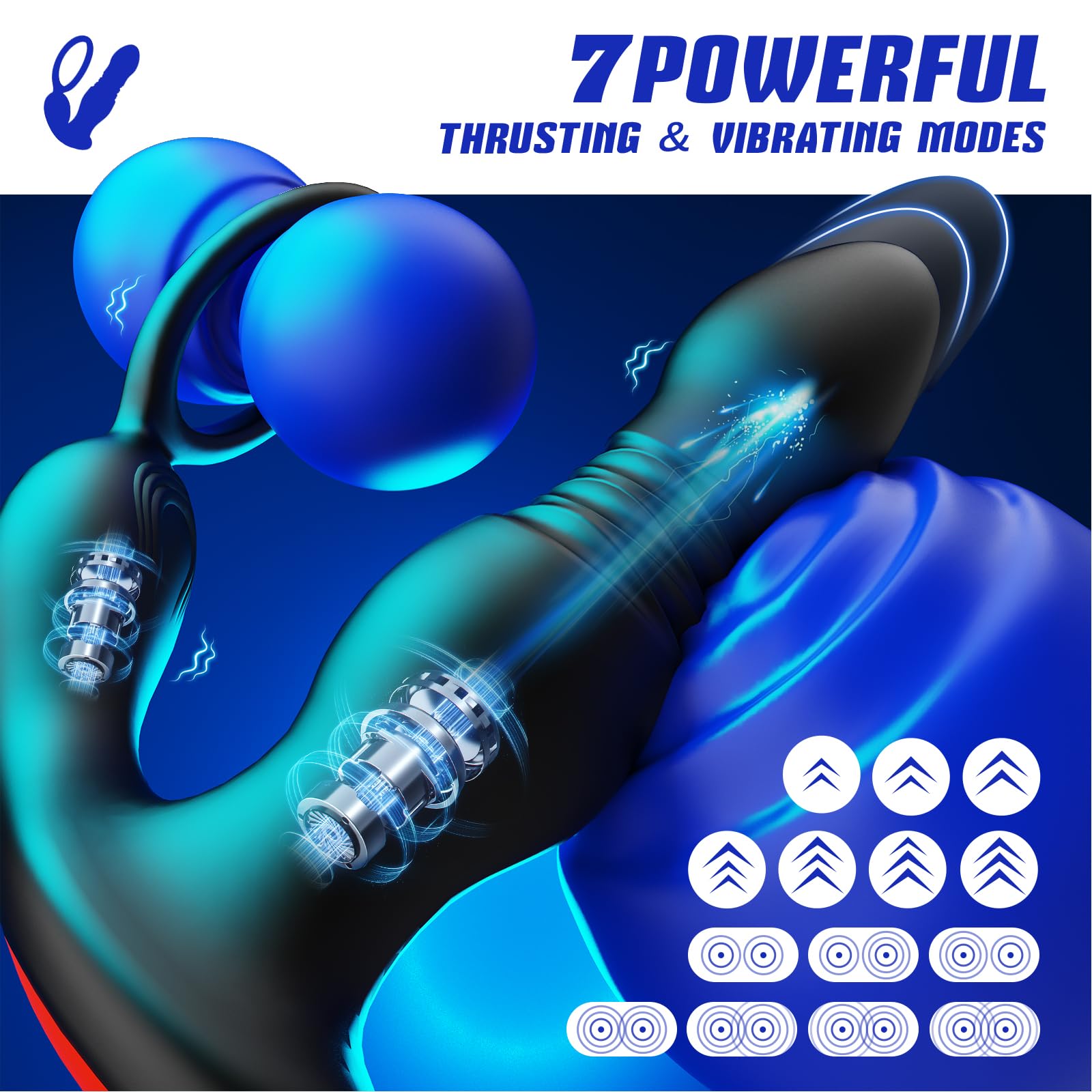 BEISAR Prostate Massager Anal Vibrator Thrusting Vibrating 7 Modes with Cock Ring Anal Plug Anal Sex Toys P Spot Massager Male Sex Toys for Men Anal Beads Women and Couples Waterproof Remote Control