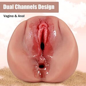 ENVONI Male Masturbators Adult Sex Toys with 3D Realistic Textured Pocket Pussy and Tight Anus Sex Stroker,Sex Doll Adult Sex Toy for Men,Men's Pocket Pussy Blowjob Stroker Anal Play