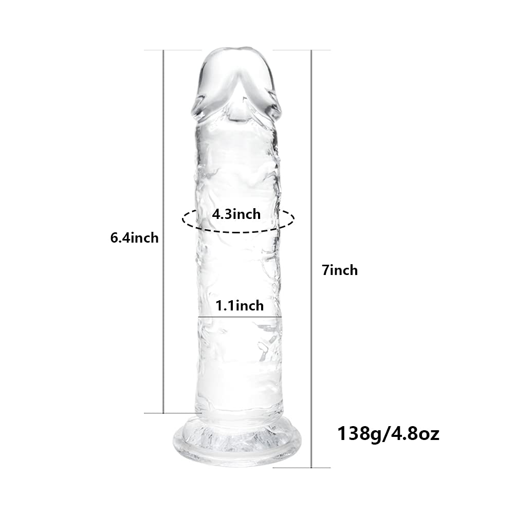 7 Inch Small Realistic Dildo, Soft Lifelike Beginner Sex Toy Thin Penis Clear with Strong Suction Cup for Womens/Men/Gay,Adult Life Like Sex Anal Cute Toys & Games