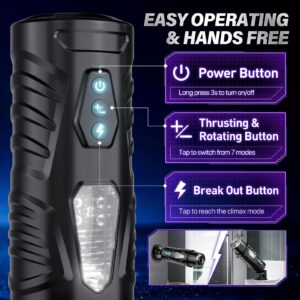 Automatic Male Masturbator Sex Toys for Men - Adult Toy Male Sex Toys with 7 Thrusting & 7 Rotating Modes,Hands Free Pocket Pussy Sex Machine with Visual Window & Suction Base Electric Penis Pump