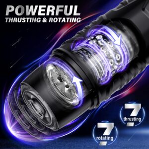 Automatic Male Masturbator Sex Toys for Men - Adult Toy Male Sex Toys with 7 Thrusting & 7 Rotating Modes,Hands Free Pocket Pussy Sex Machine with Visual Window & Suction Base Electric Penis Pump