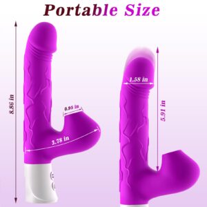 Thrusting Dildo Sucking Rabbit Vibrators for Women, G Spot/Anal Vibrator 10 Thrusting Vibrating and 3 Sucking Modes 3 in 1 Adult Sex Toys