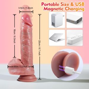 Thrusting Dildo Vibrator Sex Toys - 8.7" Realistic Silicone Penis Remote Control Heated Dildos Anal G Spot Vagina Stimulator with 7 Telescopic & Vibration Modes, Adult Female Sex Toy & Games for Women