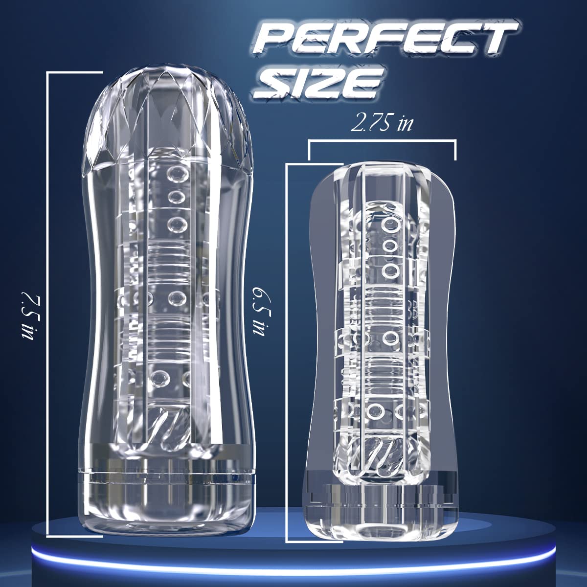 Manual Sucking Extrusion Male Masturbators, Portable Transparent Pocket Pussy Stroker with Vagina Textured Blowjob Sex Toys Penis TPE Masturbation Sleeve for Men