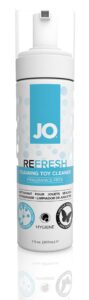 jo refreshing toy foaming cleaner, advanced hygienic formula safely and effectively cleans intimate toys, 7 fl oz