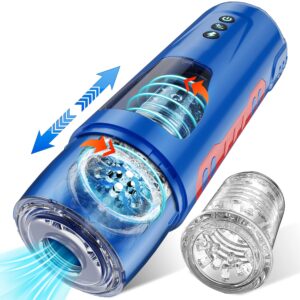 automatic male masturbators -7 thrusting & rotating modes super quiet with 3d sleeve adult male sex toys for men (blue)