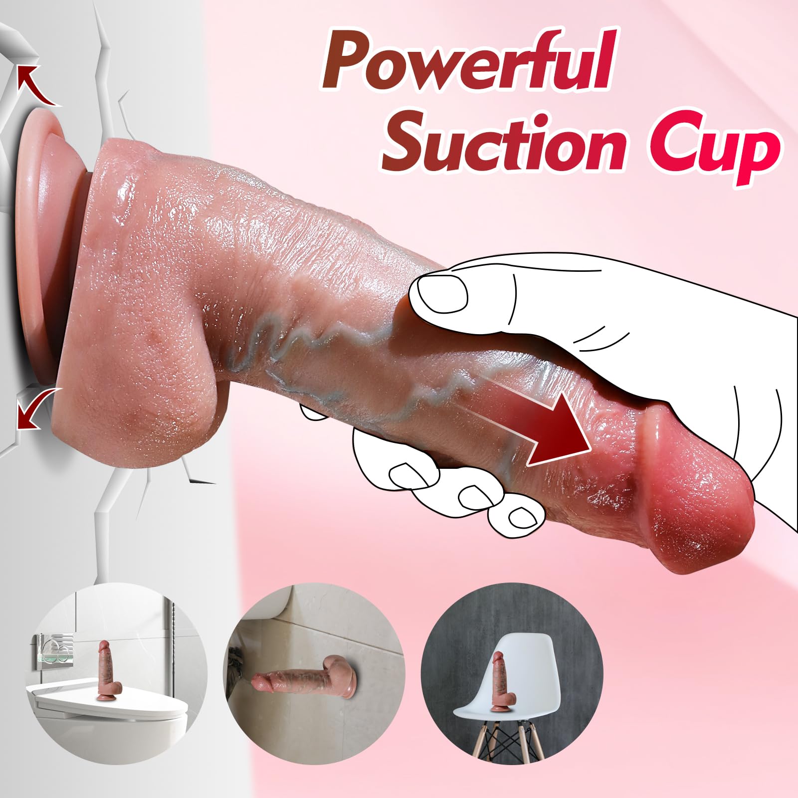 Sex Toys Huge Thick Dildos - 2'' Diameter Realistic Silicone Dildos Anal Dildo with Strong Suction Cup for Hands-Free Play, Adult Sex Toys Big G Spot Dildo Lifelike Penis Adult Toys for Women Couple