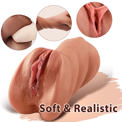 3 in 1 Pocket Pussy Male Masturbators with Lifelike Face, Sex Doll with Realistic Textured Mouth Vagina and Tight Anus, Masturbator Male Stroker Deep Throat Oral Adult Sex Toys for Men (Brown)