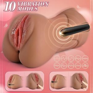 Male Masturbator Sex Toys for Men - 3 in 1 Pocket Pussy Adult Toys Mens Stroker with Bullet Vibrator & 3 Penis Ring, 10 Vibration Modes Male Sex Toy with 3D Realistic Textured Adult Toy for Men