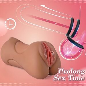 Male Masturbator Sex Toys for Men - 3 in 1 Pocket Pussy Adult Toys Mens Stroker with Bullet Vibrator & 3 Penis Ring, 10 Vibration Modes Male Sex Toy with 3D Realistic Textured Adult Toy for Men