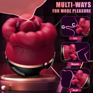 Sex Toys Clitoral Vibrator for Women - Rose Adult Toys with 8 Tongue Licking & 8 Vibrating Modes Rose Sex Stimulator,Nipple Toys Vibrators Adult Toys Games for Man Woman Couples Pleasure