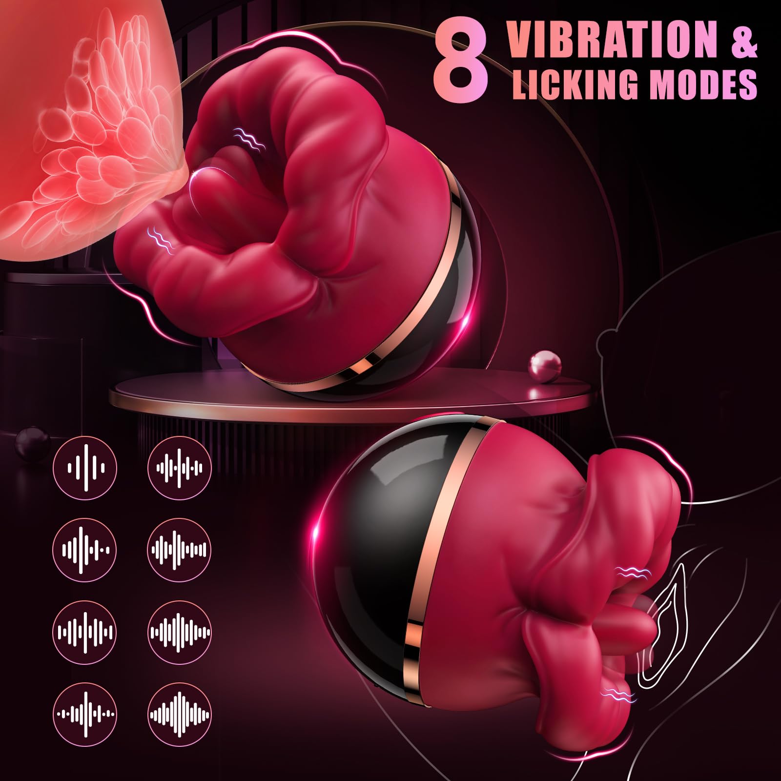 Sex Toys Clitoral Vibrator for Women - Rose Adult Toys with 8 Tongue Licking & 8 Vibrating Modes Rose Sex Stimulator,Nipple Toys Vibrators Adult Toys Games for Man Woman Couples Pleasure