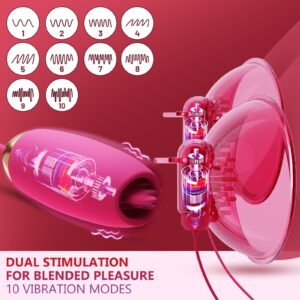 CELLDANCE Sex Toys for Women Nipple Toys Clitorals Stimulator with 10 Vibration Modes, Vibrator Toy Nipple Suckers Tongue Licking Rechargeable Adult Toys for Couples Pleasure, Juguetes Sexuales