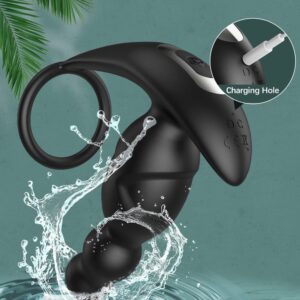 Prostate Massager Sex Toys for Men - 5IN1 360° Rotating Anal Adult Toys with 4 Anal Plug Beads, 9 Vibrating Butt Plug, G-spot Male Vibrator Sex Toys with Penis Ring, Male Sex Toy for Men Couples