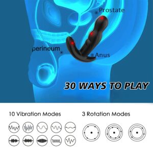 360° Rotating Anal Vibrator Prostate Massager, Anal Butt Plug with Ergonomic Design and 30 Powerful Stimulation Patterns for Beginner&Advanced Player, Anal Sex Toys for Men, Women and Couples