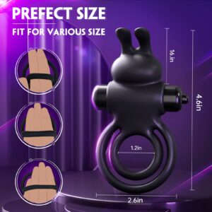 Vibrating Cock Ring Sex Toy - Male Sex Toys for Men Vibrator Double Penis Ring Couples Sex Toys Adult Toys Mens Sex Toys with Rabbit Ears 10 Vibration Modes Adult Sex Toys for Couples Female Women